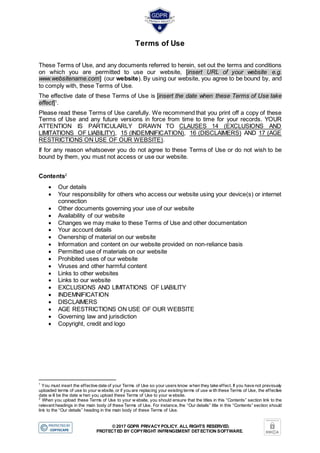 Website terms of use sample | PDF