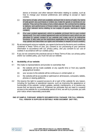 Website terms of use sample | PDF