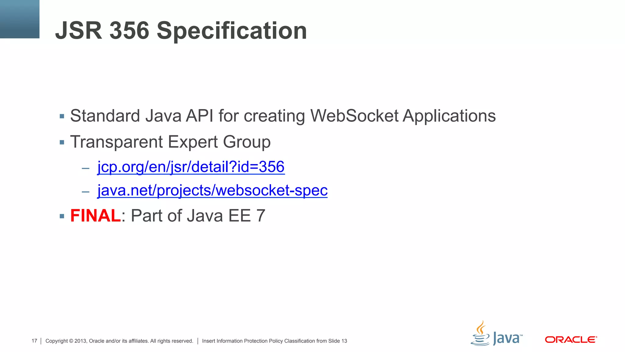 Java API for WebSocket 1.0: Java EE 7 and GlassFish | PPT