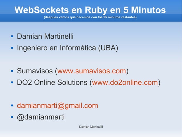 Websockets en Ruby en 5 Minutos | PPT