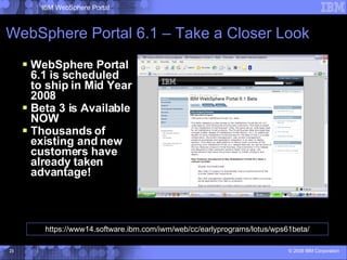 IBM WebSphere Portal 6.1 Preview - What's New | PPT