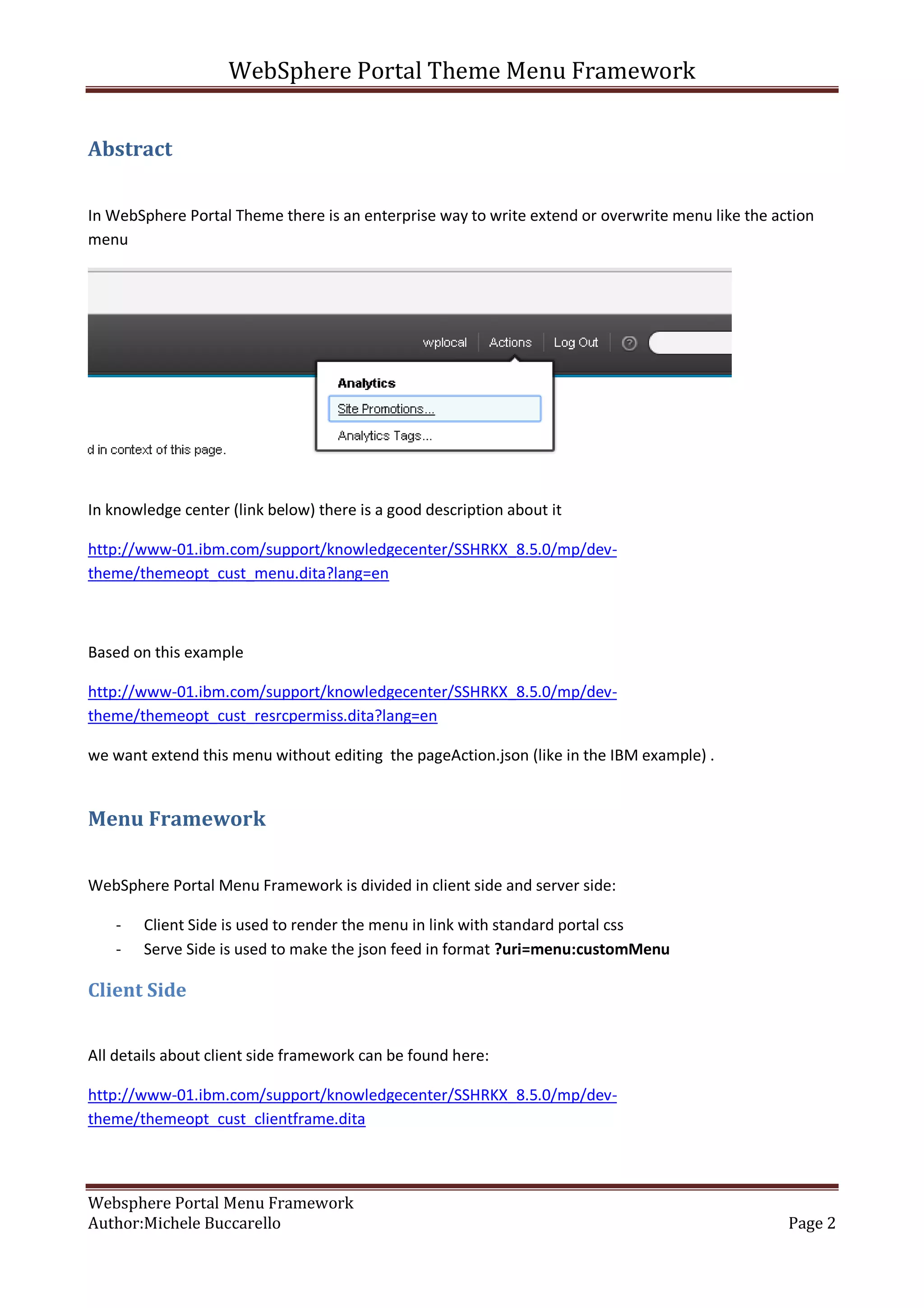 Websphere portal theme menu framework | PDF