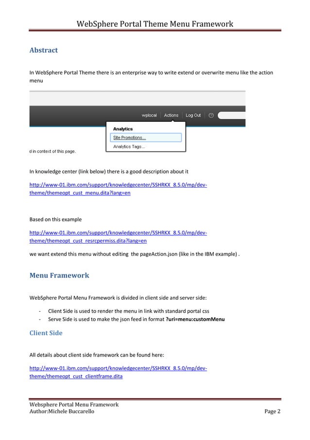 Websphere portal theme menu framework | PDF