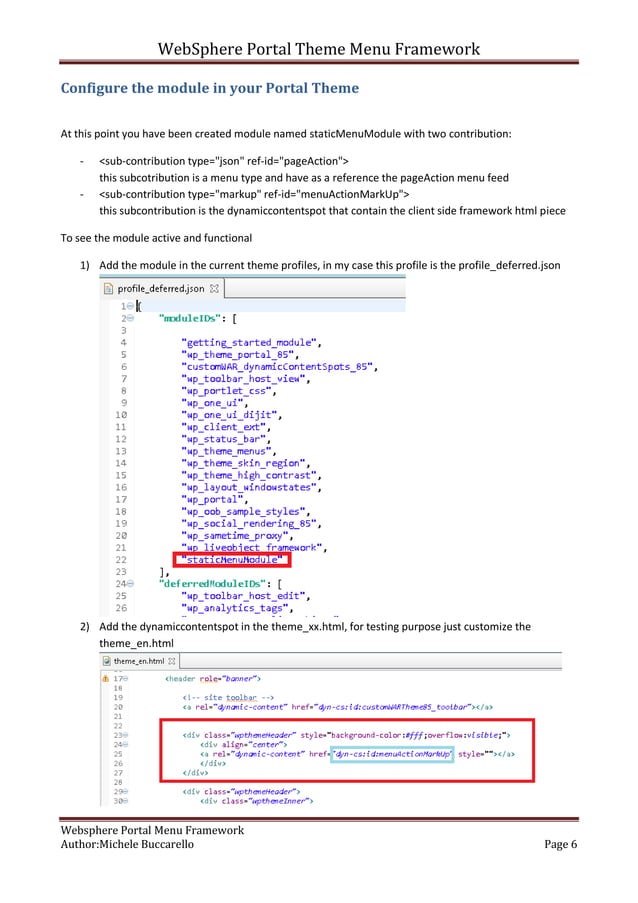 Websphere portal theme menu framework | PDF