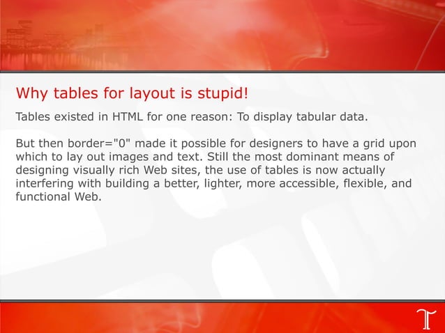 Web Standards Css Vs Tables Ppt