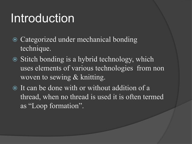 Web stitching & stitch bonding warp knitt | PPTX | Needlework | Arts ...