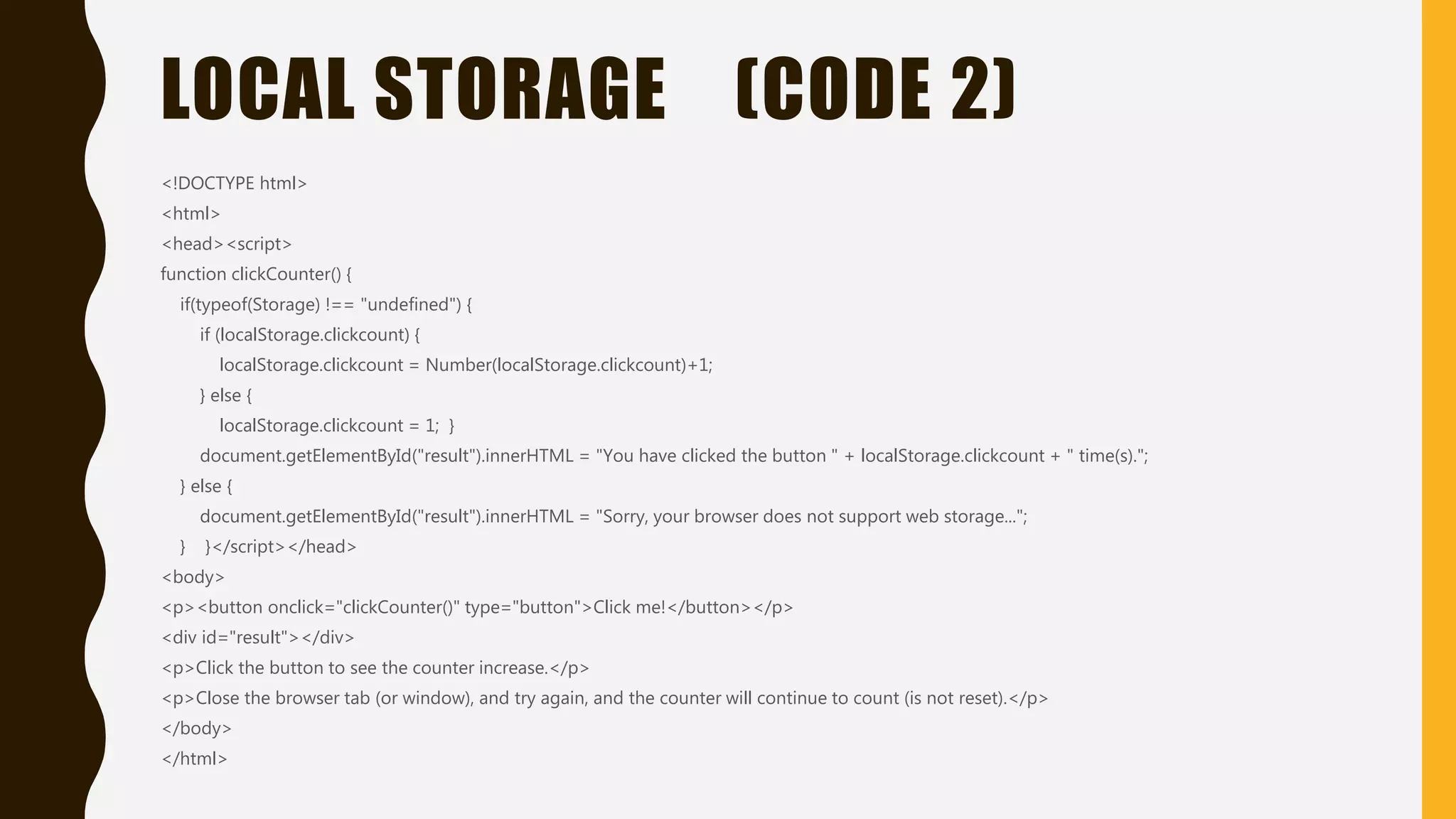 HTML5 Web storage | PPT