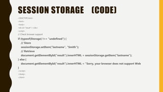 HTML5 Web storage | PPT