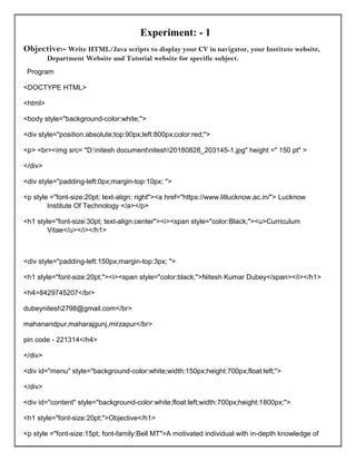 Web Technology Lab files with practical | PDF