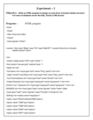 Web Technology Lab files with practical | PDF