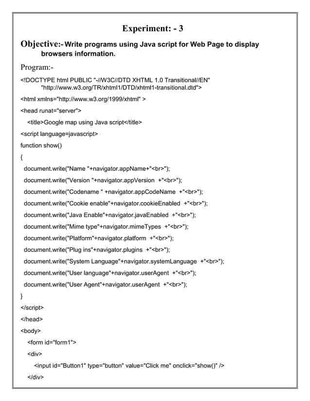 Web Technology Lab files with practical | PDF