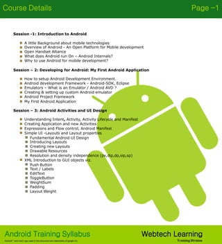 Android Training in Panchkula | PPTX | Web Development | Internet