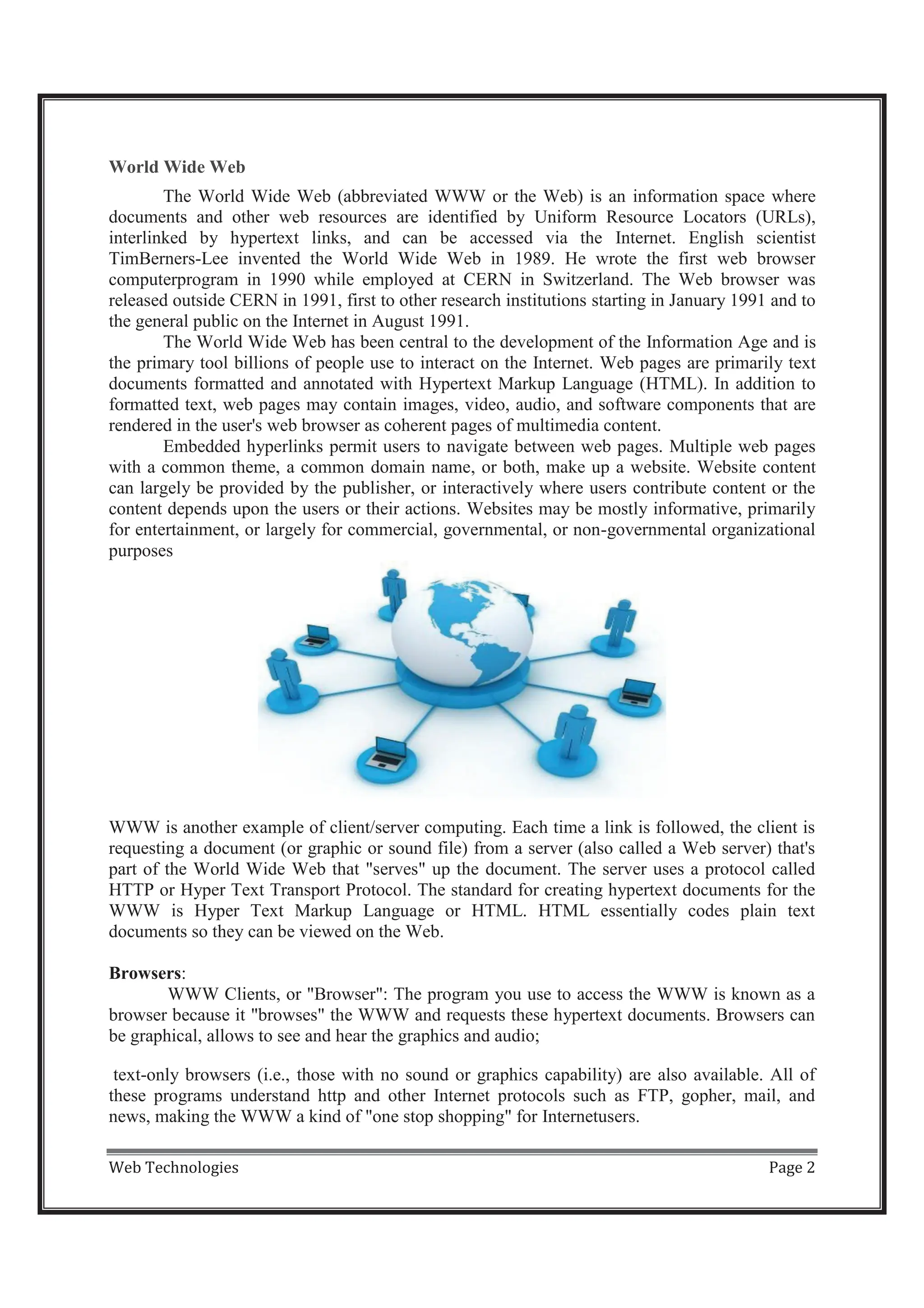 Web Technologies for website and portfolio and project website | PDF