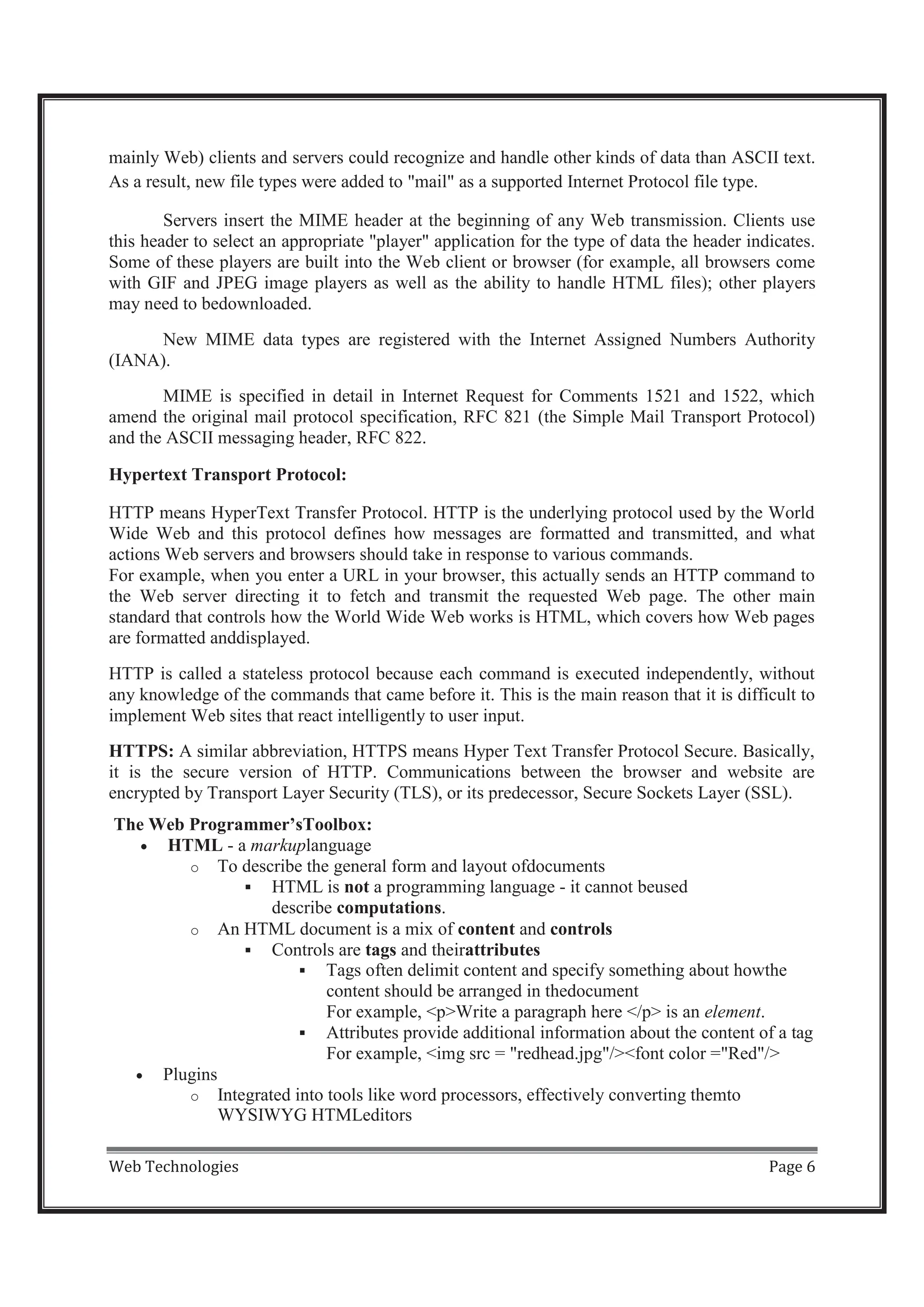 Web Technologies for website and portfolio and project website | PDF