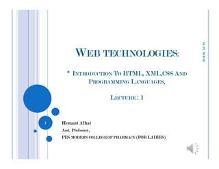 Web technologies lecture 01 | PDF