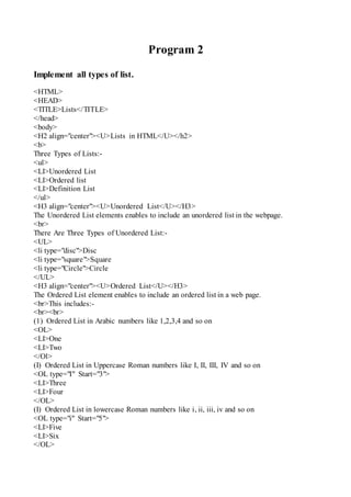 Web Technology Lab File | DOCX