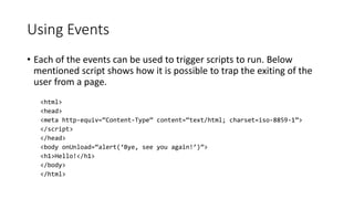 DHTML - Events & Buttons | PPTX