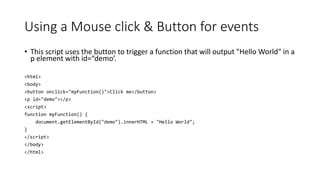 DHTML - Events & Buttons | PPTX