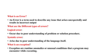 exception handling | PPT