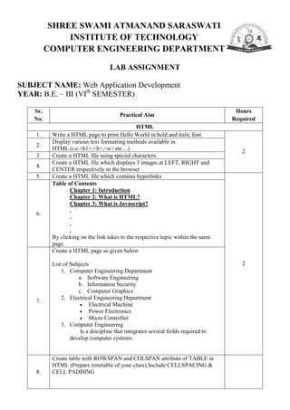 Web technology practical list | PDF