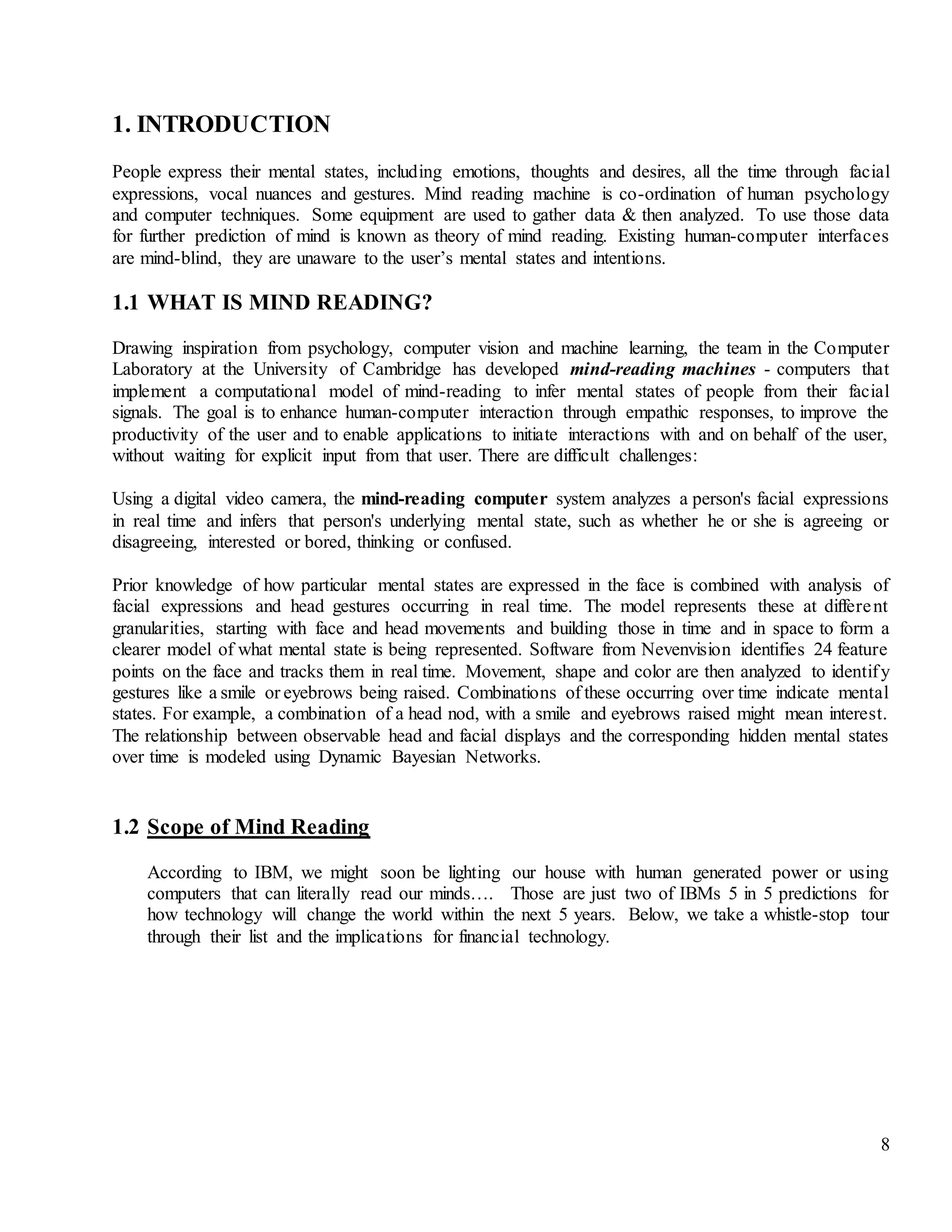 Mind Reading Computers Report | DOCX