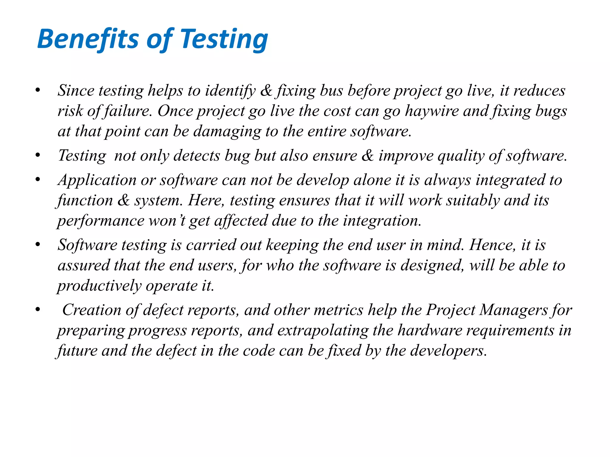 Glimpse and Benefits of Testing | PPT