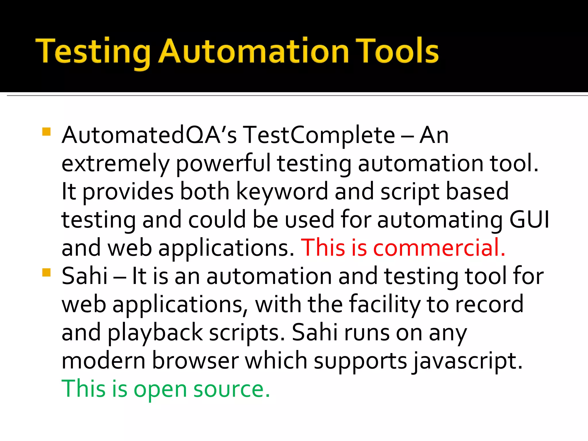 Web Testing Automation With Sahi Ppt
