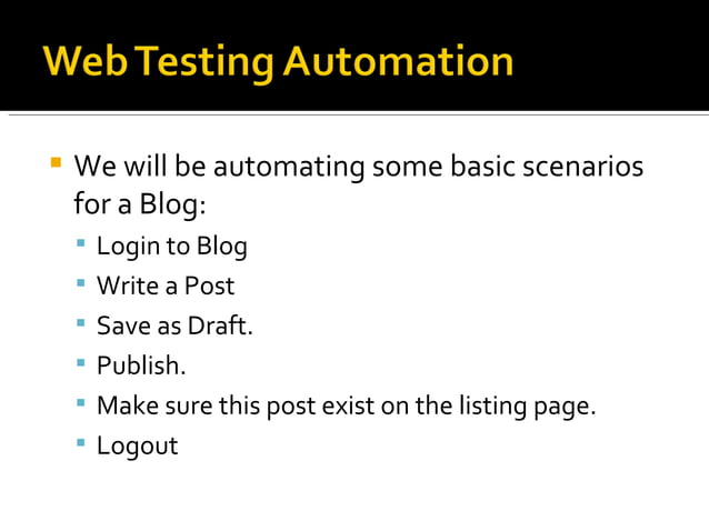 Web Testing Automation With Sahi Ppt