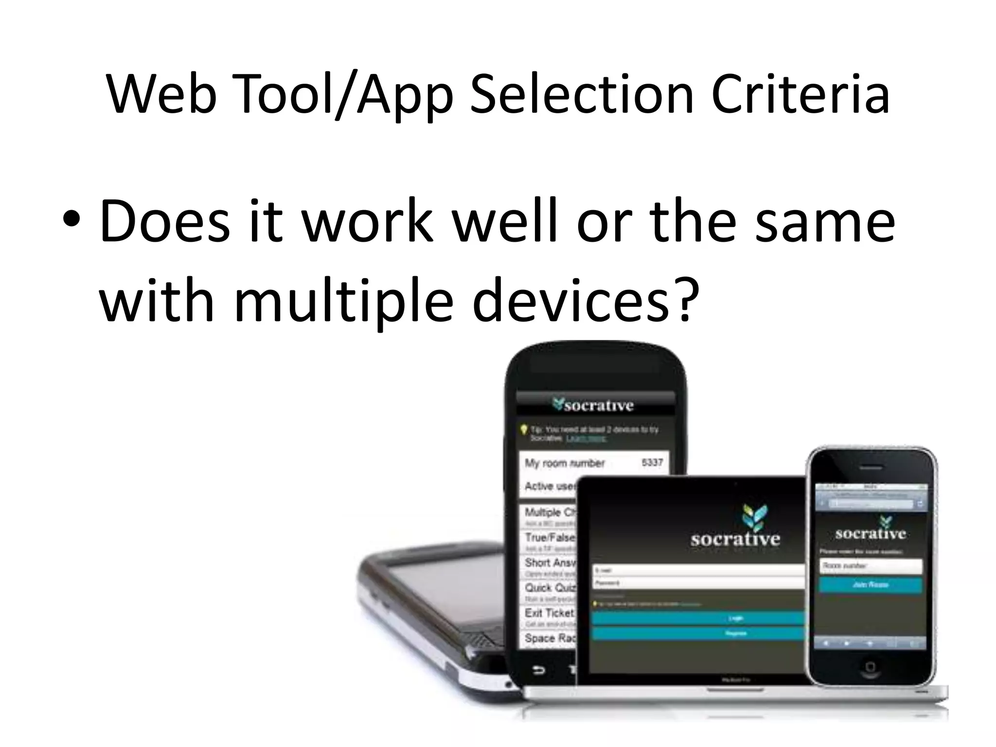 Web Tool/App Selection Criteria | PPT