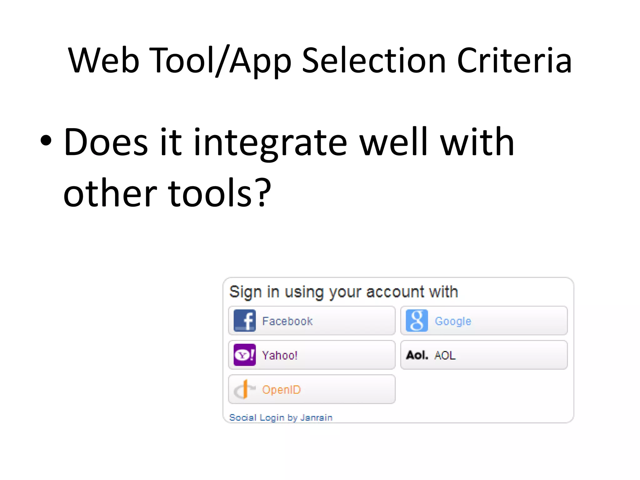 Web Tool/App Selection Criteria | PPT