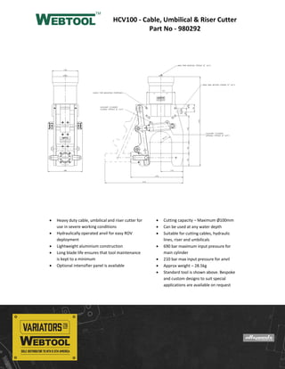 Webtool HCV100 Cable Umbilical and Riser Cutter - Data Sheet | PDF