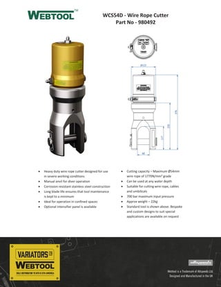 Webtools WCS54D Wire Rope Cutters up to 54mm - Data Sheet | PDF