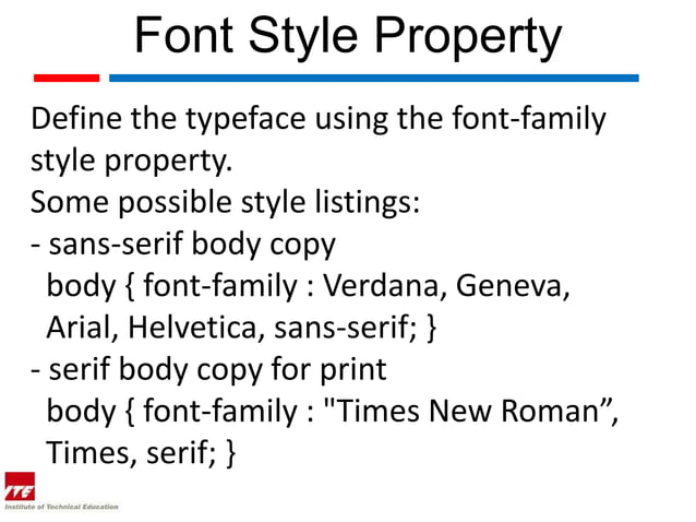 Web topic 17 font family in css | PPTX | Web Design and HTML | Internet