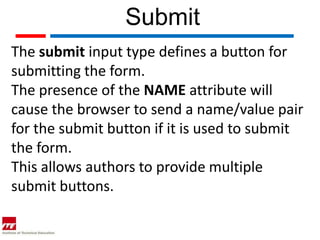 Web topic 20 1 html forms | PPTX