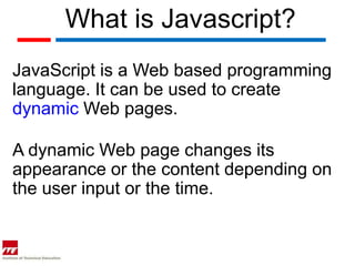 Web topic 21 pass info via javascript | PPT