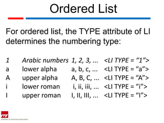 Web topic 8 listings in html | PPT | Free Download