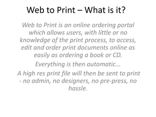 Web to print introduction | PPT