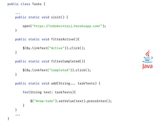 Web ui tests examples with selenide, nselene, selene & capybara | PPT