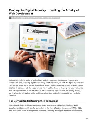 Crafting the Digital Tapestry: Unveiling the Artistry of Web Development | PDF
