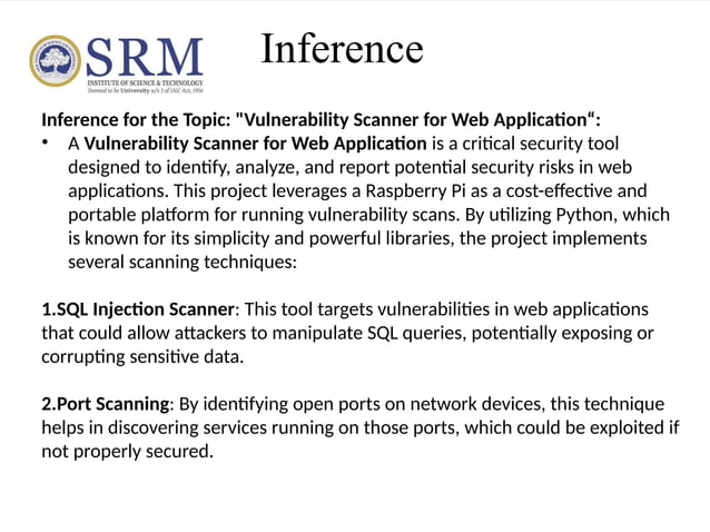 Vulnerability Scanner On Web Application Pptx