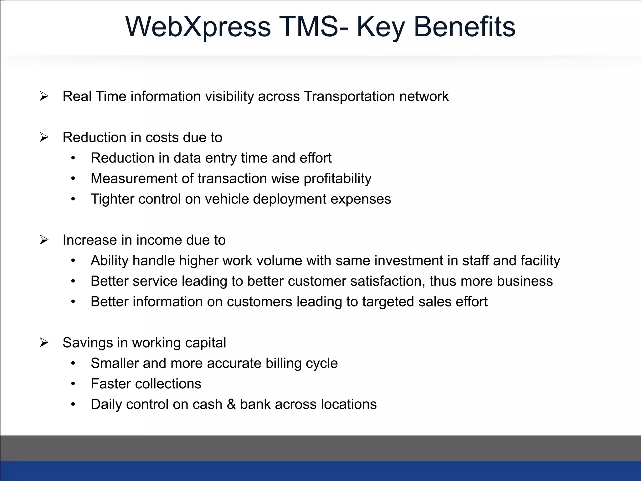 WebXpress Transportation Management System (TMS) Solution | PPT