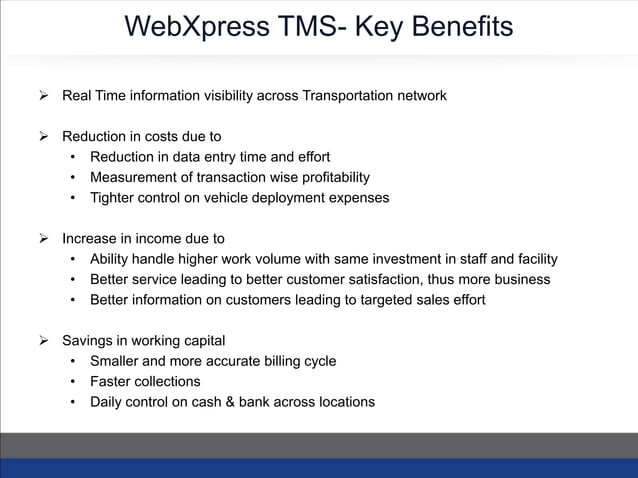 WebXpress Transportation Management System (TMS) Solution | PPT