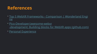 WebXR Frameworks - XRCC - 5 different WebXR Frameworks compared based ...
