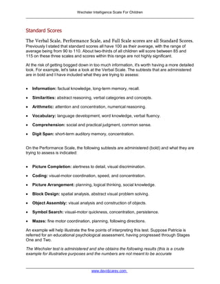 Wechsler Intelligence Scale For Children | PDF