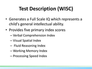 Wechsler Intelligence and Memory Scales | PPTX