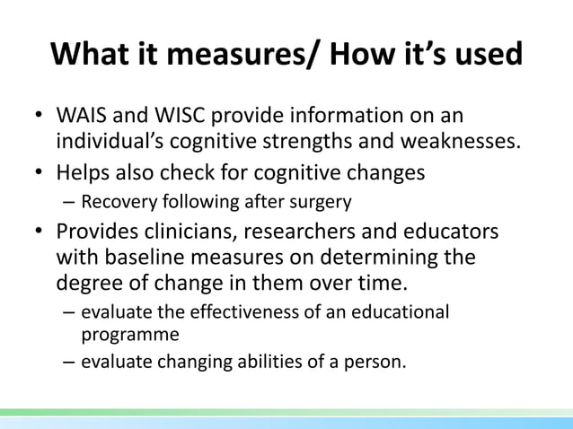 Wechsler Intelligence and Memory Scales | PPTX
