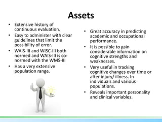 Wechsler Intelligence and Memory Scales | PPTX