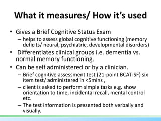 Wechsler Intelligence and Memory Scales | PPTX