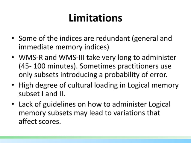 Wechsler Intelligence and Memory Scales | PPTX