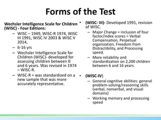 Wechsler Intelligence and Memory Scales | PPTX